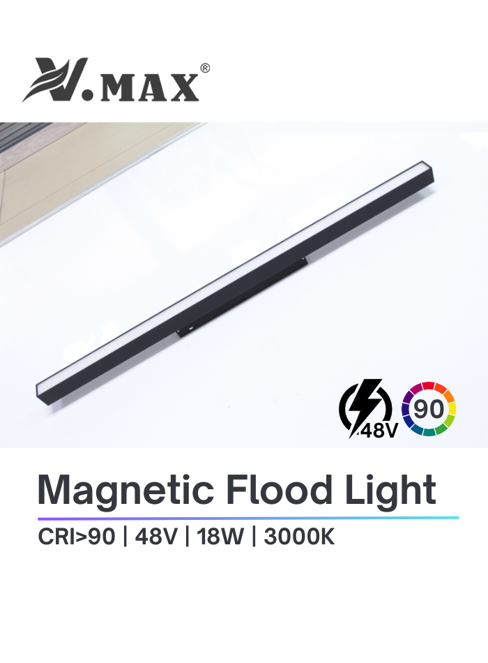 Magnetic Track Linear Flood Light – Even, Flicker-Free, High CRI