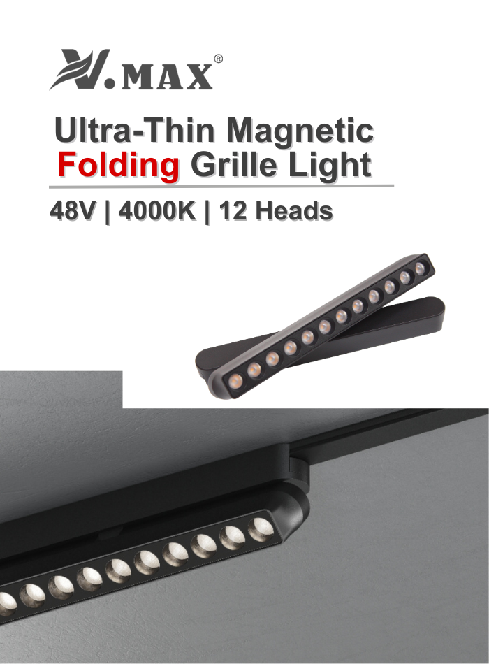 Magnetic Folding Grille Light 12W – Adjustable, Anti-Glare, 12 Heads